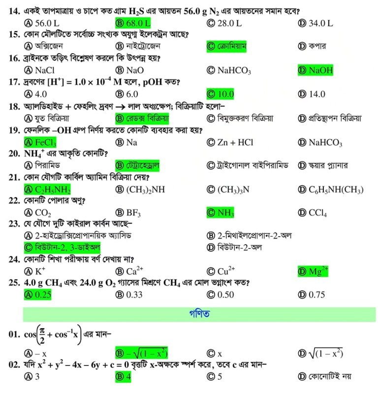 GST A Unit Question Solution 2025 - Science Unit Admission